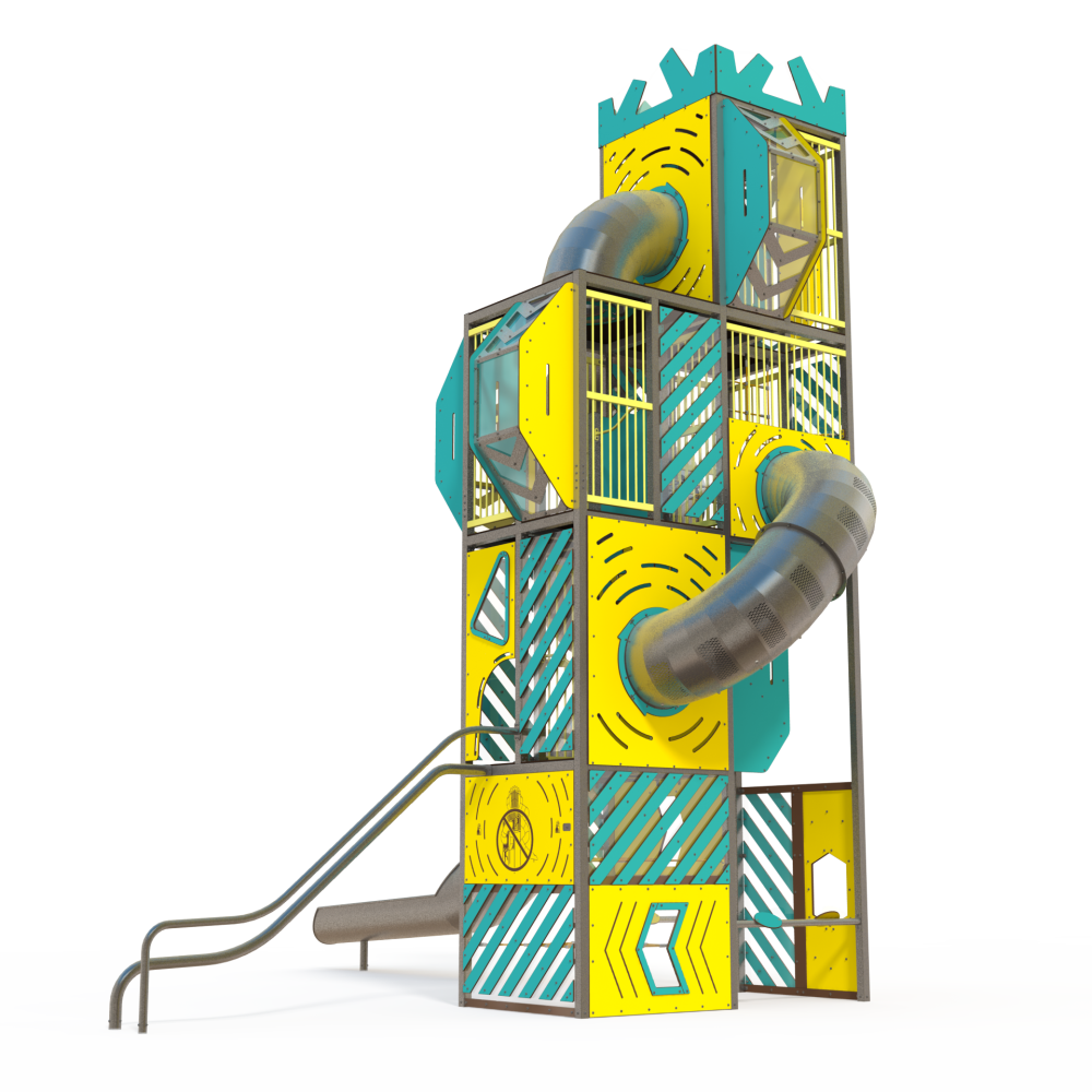Aerial Transparent Tower with Twisted Tube Slide | Centerpiece ...