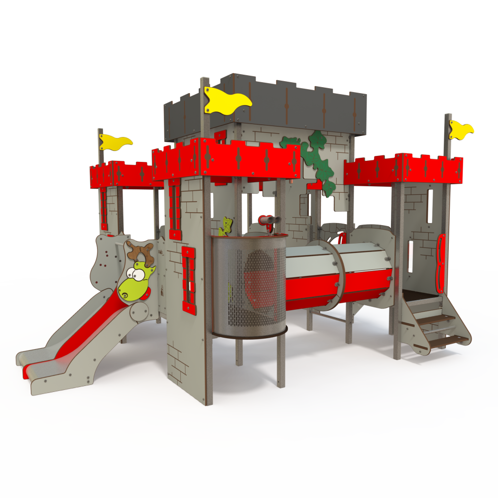 Castle Themed Playground with Towers, Slides and Climbing features ...