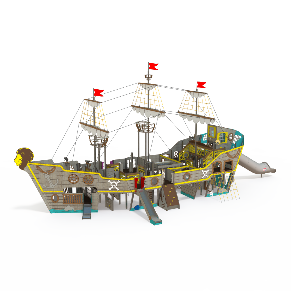 Pirate ship Playground with Slides, Climbing & Interactive Play | Caloo ...
