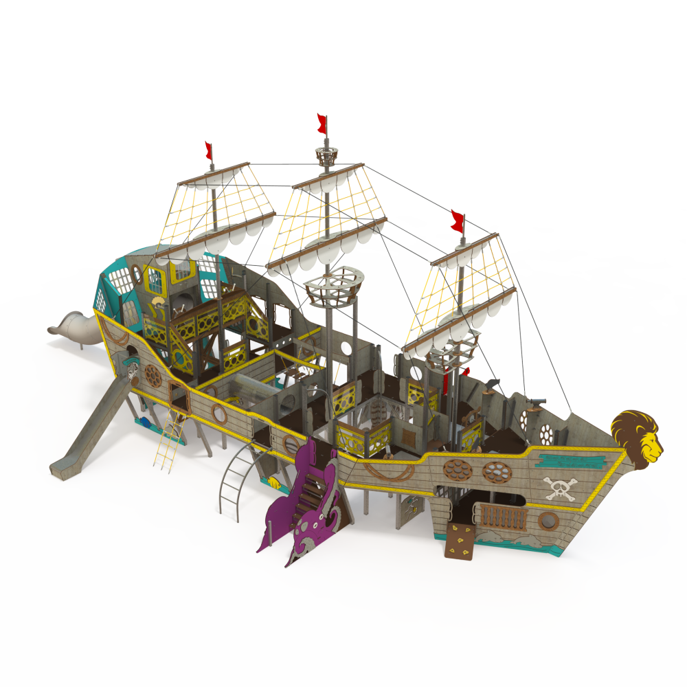 Pirate ship Playground with Slides, Climbing & Interactive Play | Caloo ...