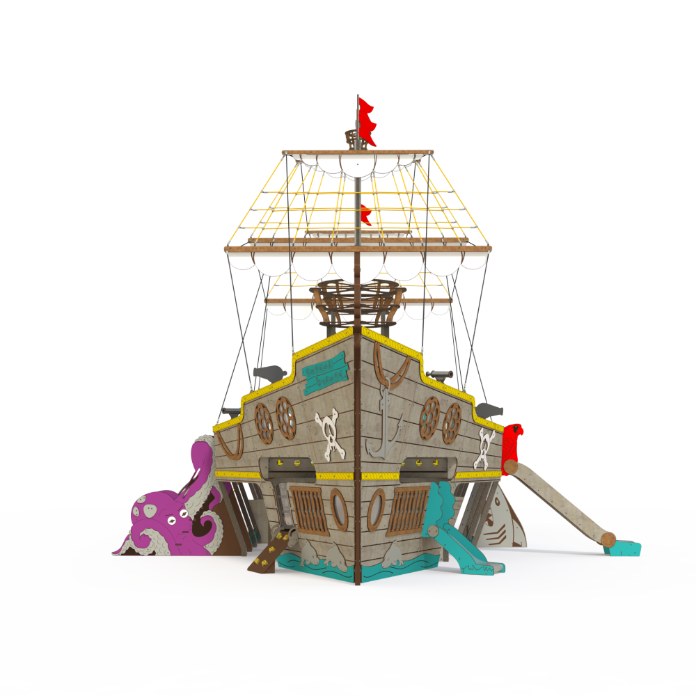 Pirate ship Playground with Slides, Climbing & Interactive Play | Caloo ...