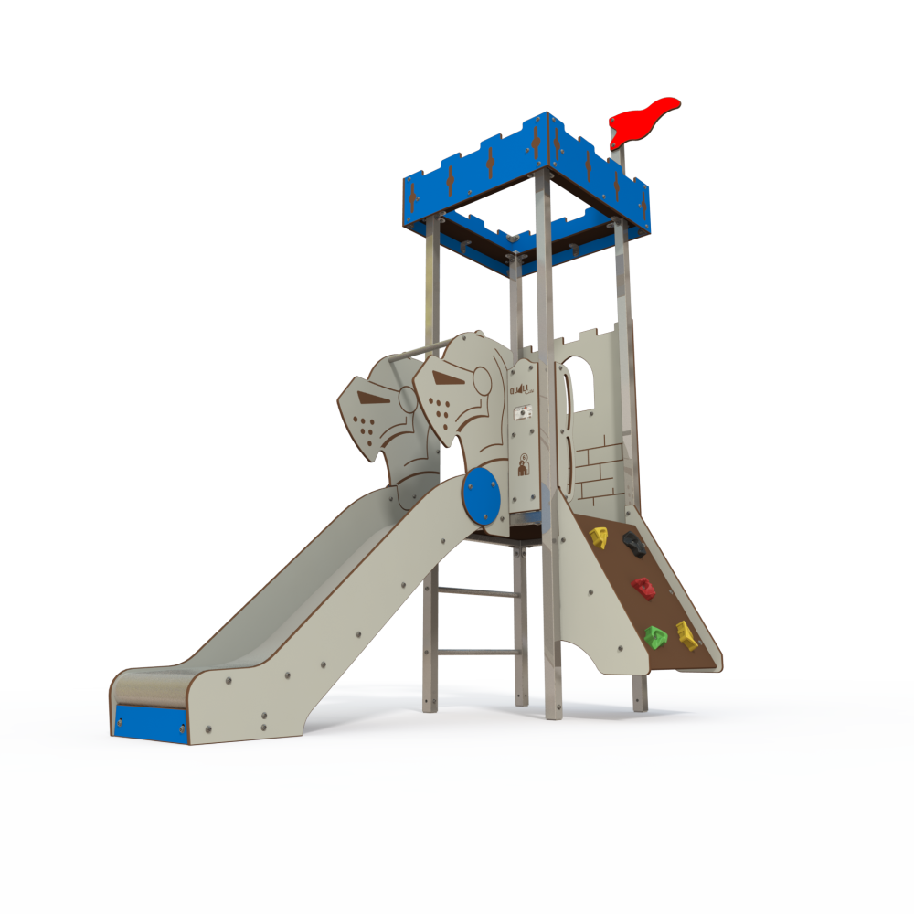 Single Tower with Slide & Climb Wall | Castles Themed Play | Caloo UK Ltd